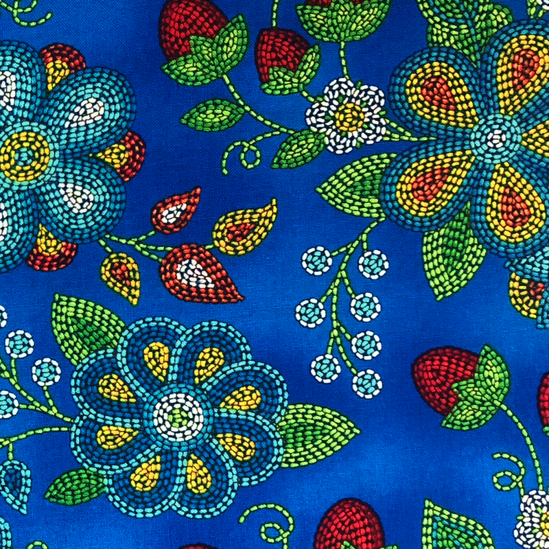 Native Print - Beaded Floral Strawberry – Powwow Fabrics and Designs